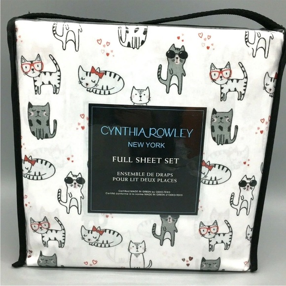 Cynthia Rowley | Bedding | 4pc Cynthia Rowley Valentine Cats Full Sheet ...